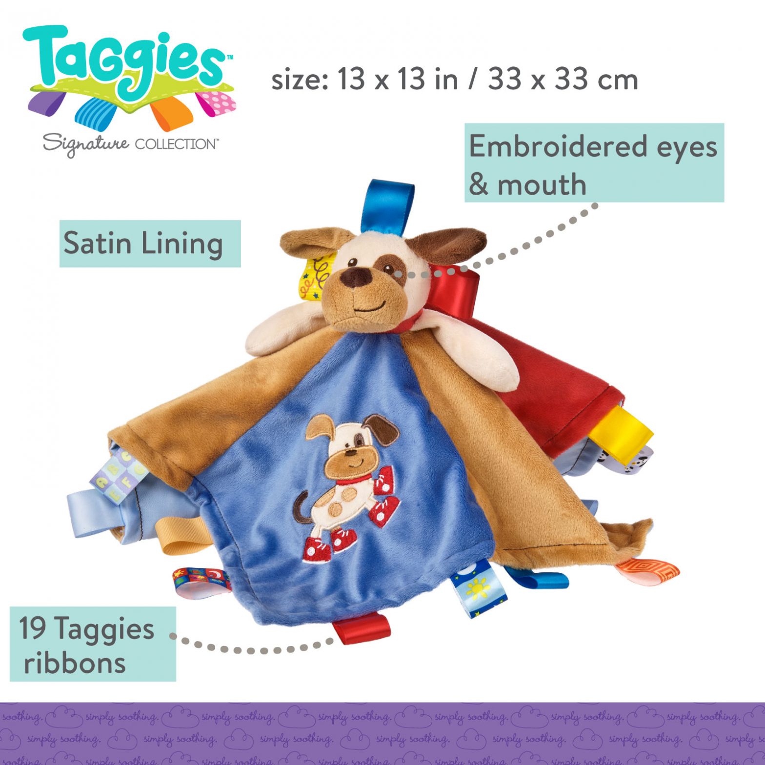 Taggies Buddy Dog Character Blanket – 13x13" - Mary Meyer Stuffed Toys