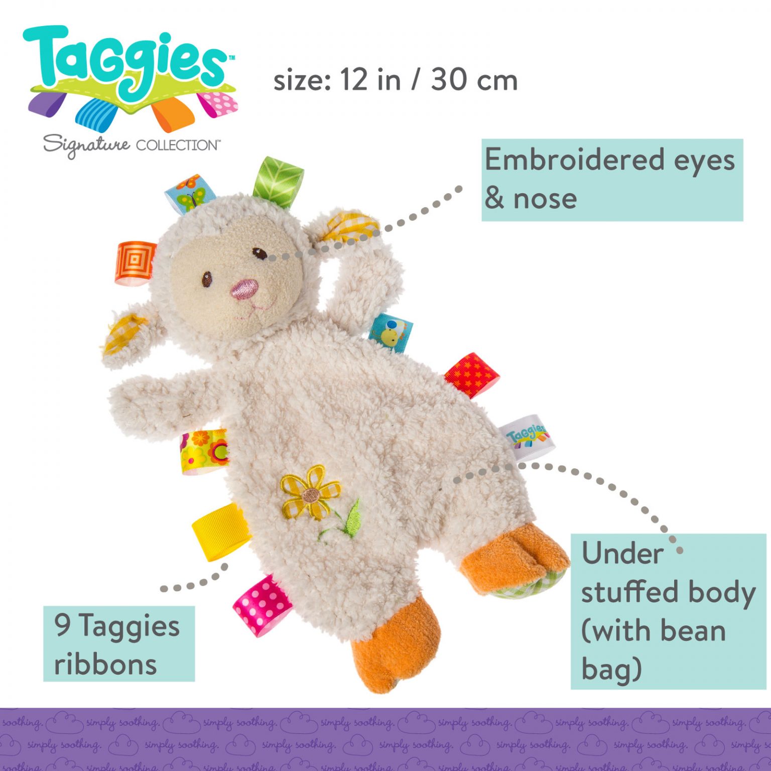 Taggies Sherbet Lamb Lovey – 12" - Mary Meyer Stuffed Toys
