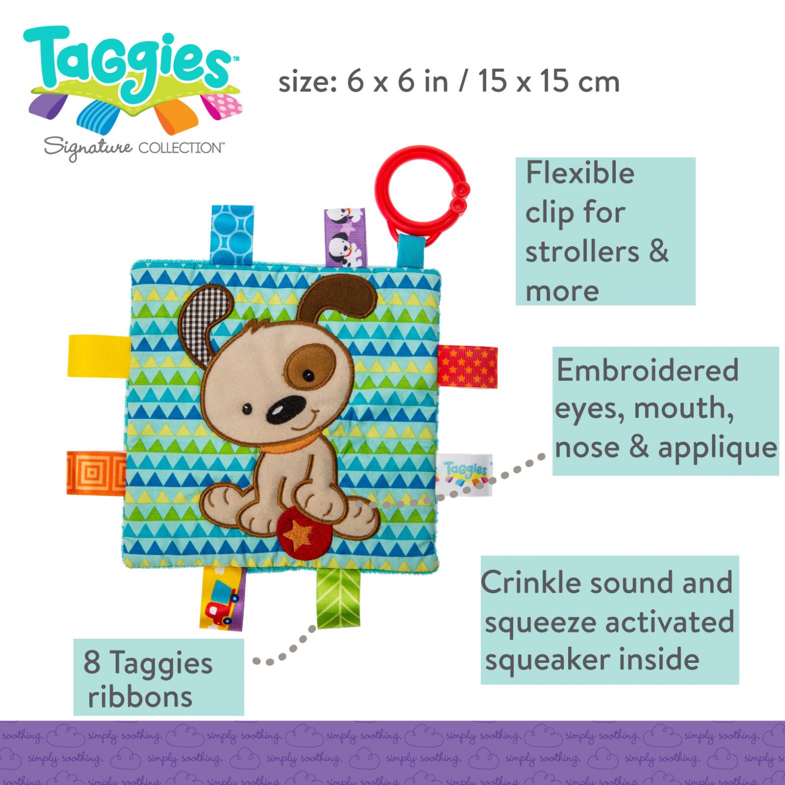 Taggies Crinkle Me Brother Puppy – 6×6″ - Mary Meyer Stuffed Toys