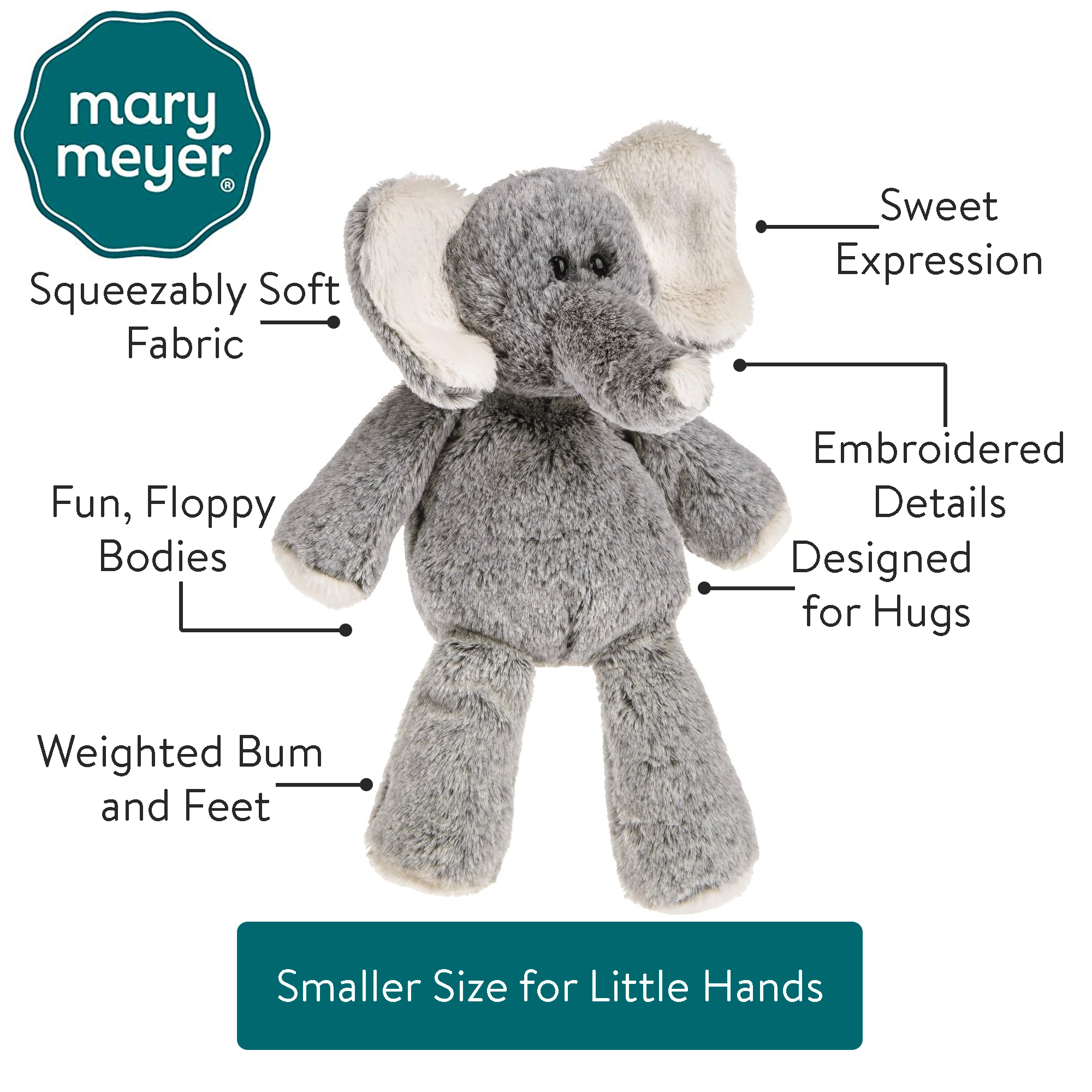 Marshmallow Junior Elephant – 9" - Mary Meyer Stuffed Toys