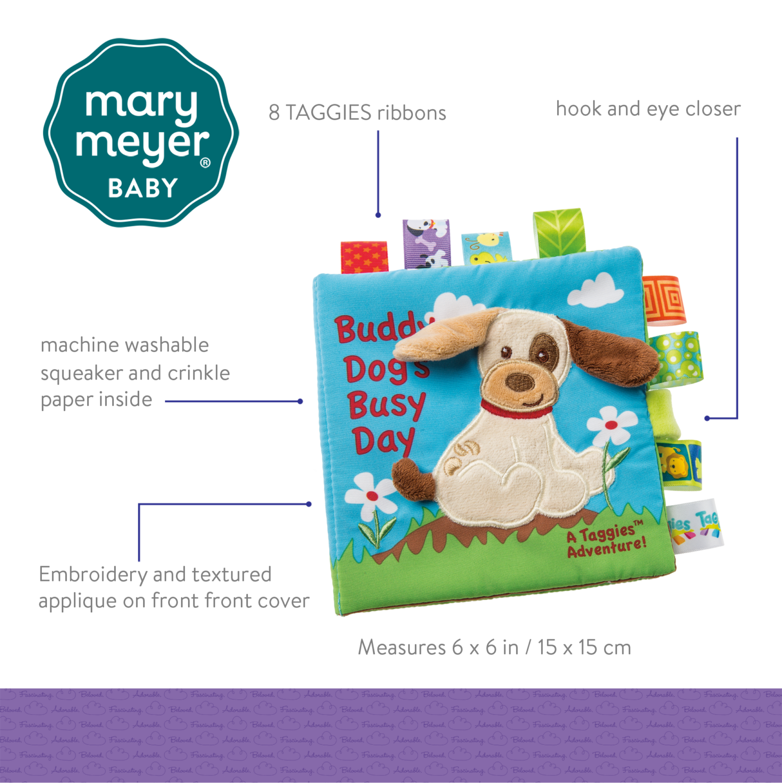Taggies Buddy Dog Soft Book – 6×6″ - Mary Meyer Stuffed Toys